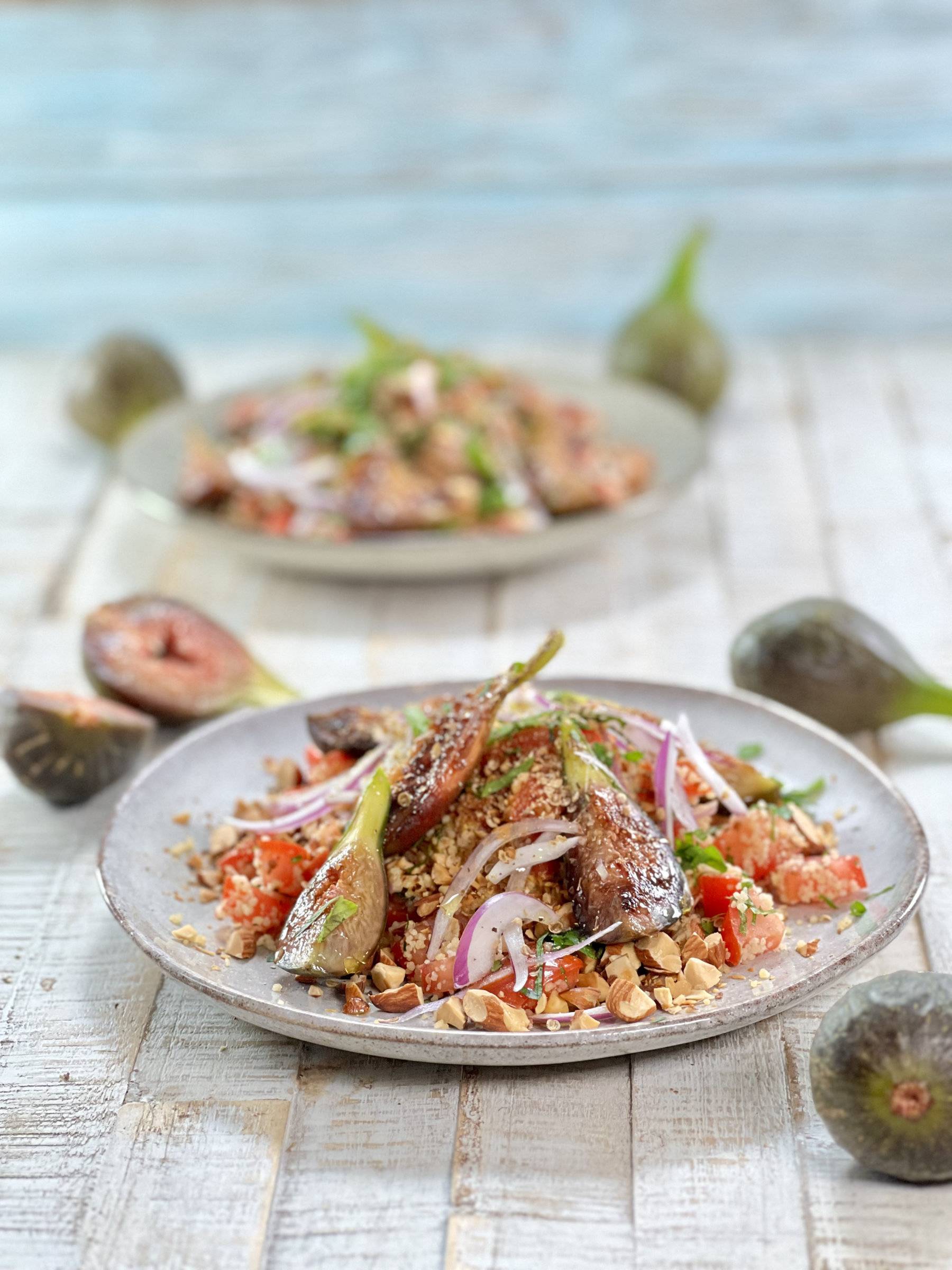 Roasted Fig Couscous Salad with Almonds - Let's Go Tomato Roasted Fig Couscous Salad with Almonds - Let's Go Tomato