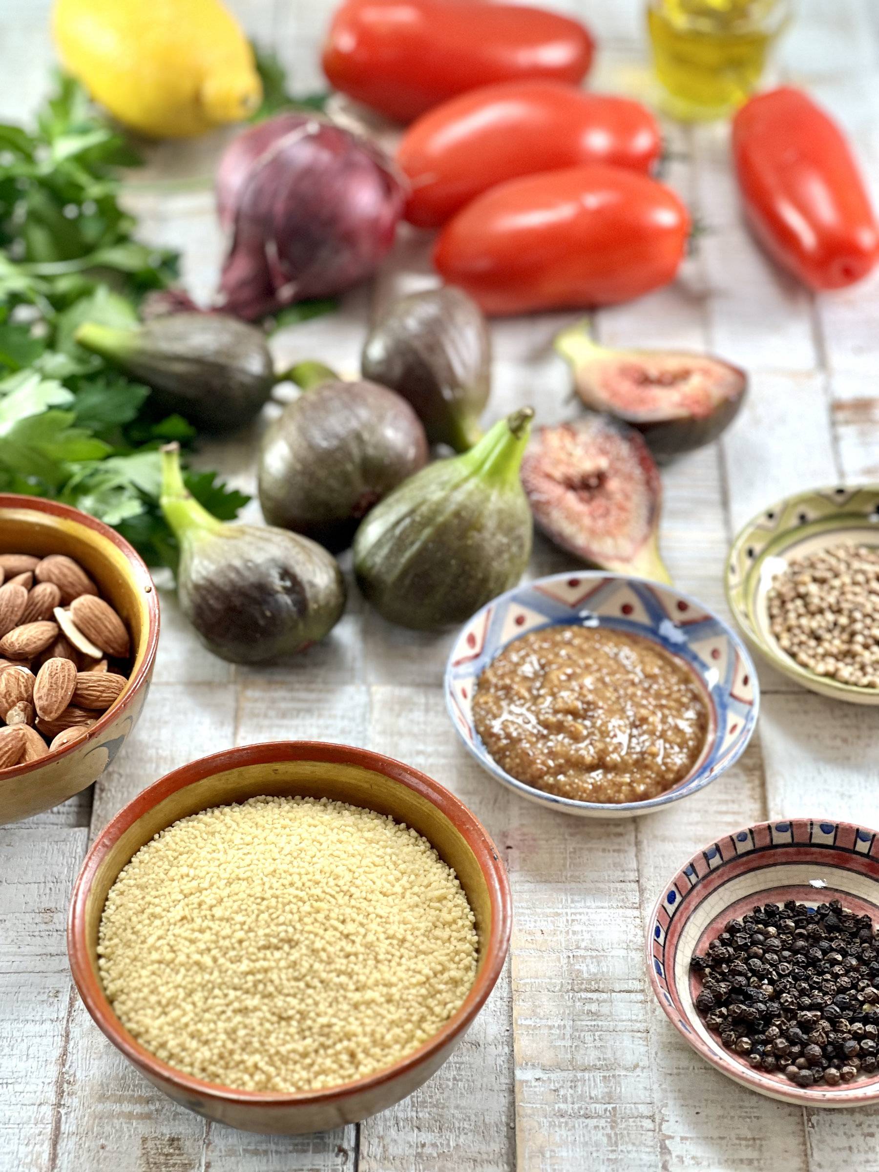 Roasted Fig Couscous Salad with Almonds - Let's Go Tomato Roasted Fig Couscous Salad with Almonds - Let's Go Tomato